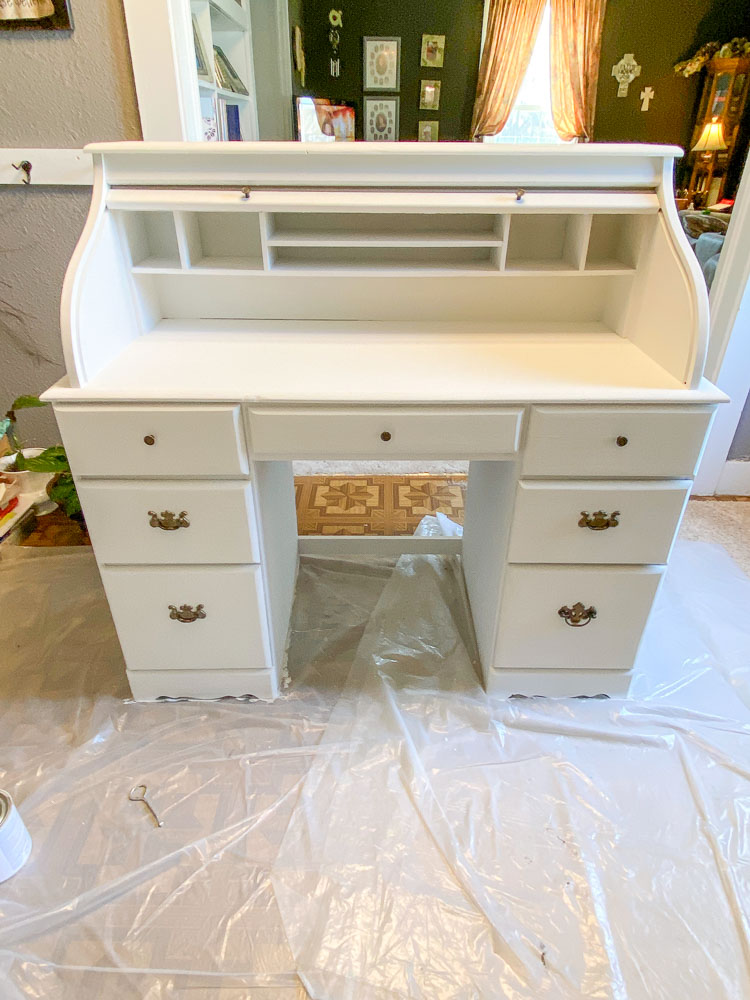 Home Office Makeover with a Roll Top Desk Makeover - Frosted-Saddle