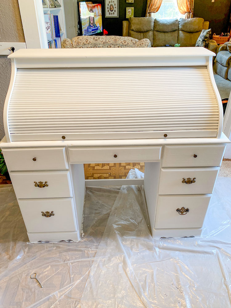 Home Office Makeover with a Roll Top Desk Makeover - Frosted-Saddle